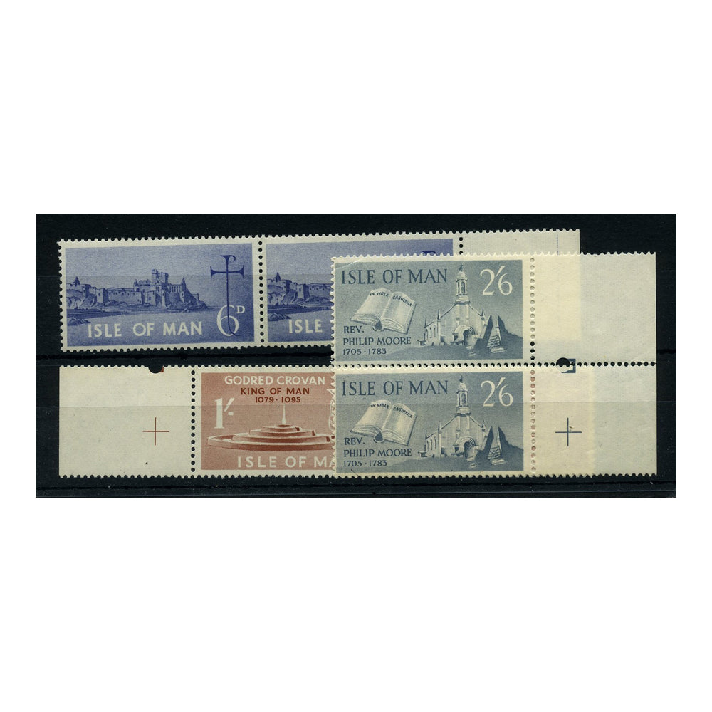 GB IoM 1966 6d-2/6d Part set (1/- being a key val), in marginal pairs ... GB IoM 1966 6d-2/6d Part set (1/- being a key val), in marginal pairs ...