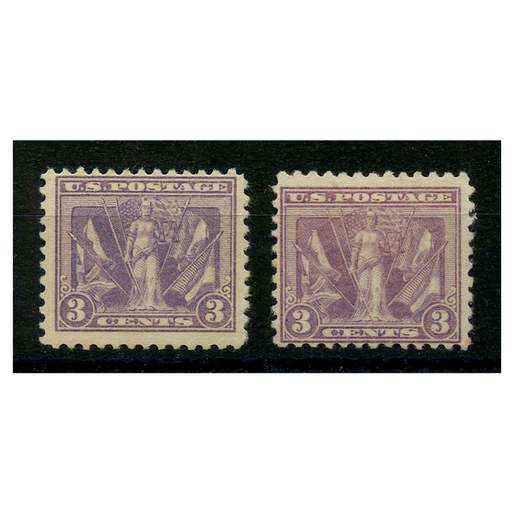 USA 1919 3c Victory, both shades, mtd mint (pale red-violet minor gum ...
